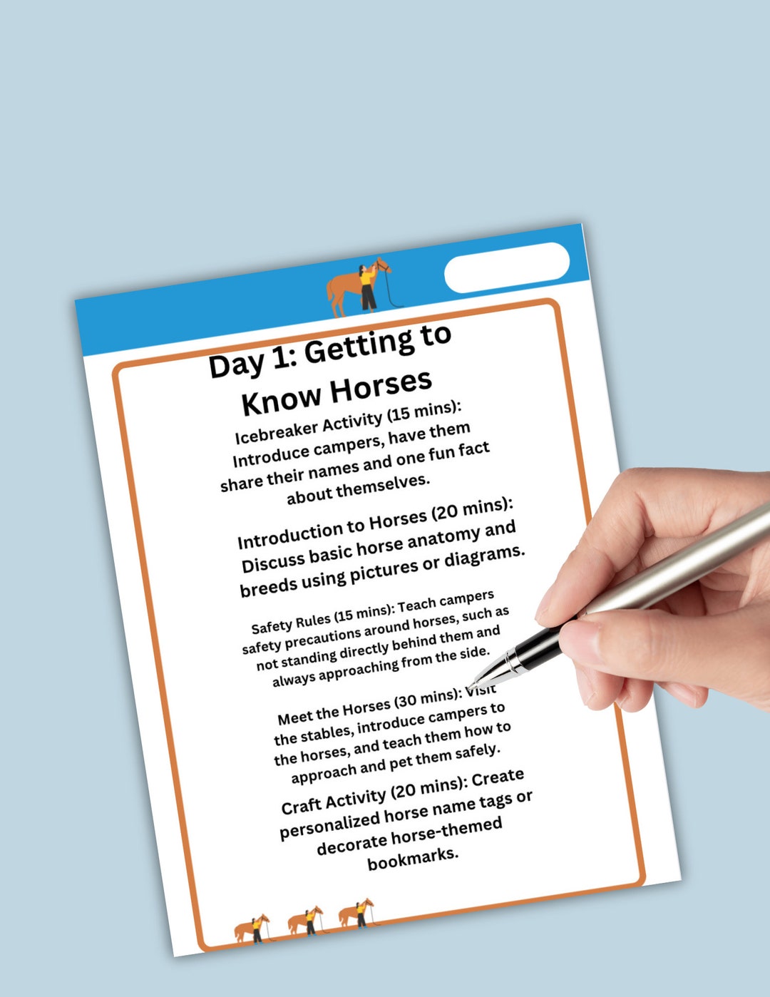 Horse Summer Camp Lesson Plan Step by Step Activities - Etsy