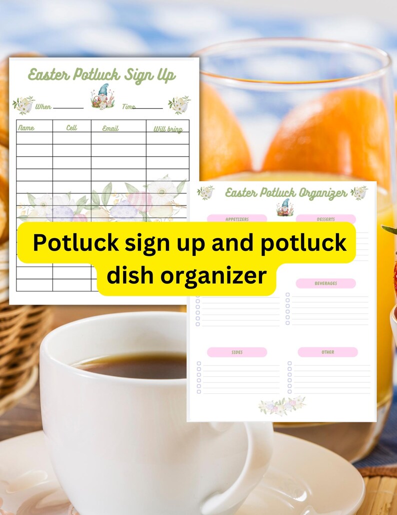 Printable Easter Potluck Sign up Sheet,easter Food Sign up Sheet ...