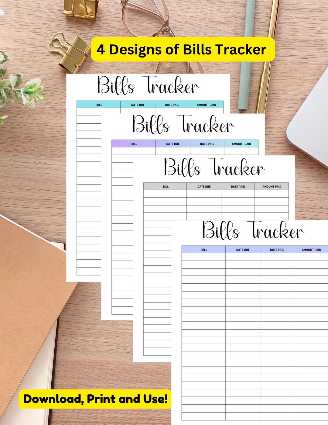 Bill Payment Tracker Printable, Monthly Bill Organizer, Payment Log ...
