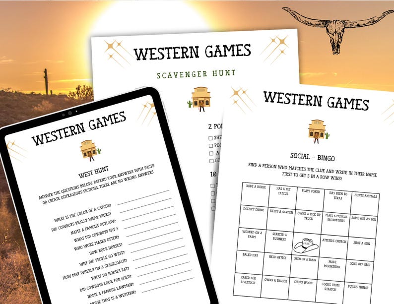 Western Party Games Bundle: Cowboy Birthday Trivia Cowboy Games ...