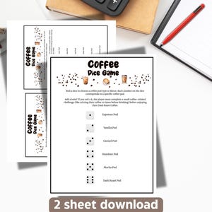 Coffee Dice Game,printable Coffee Party,fun Printable Café-themed Dice ...