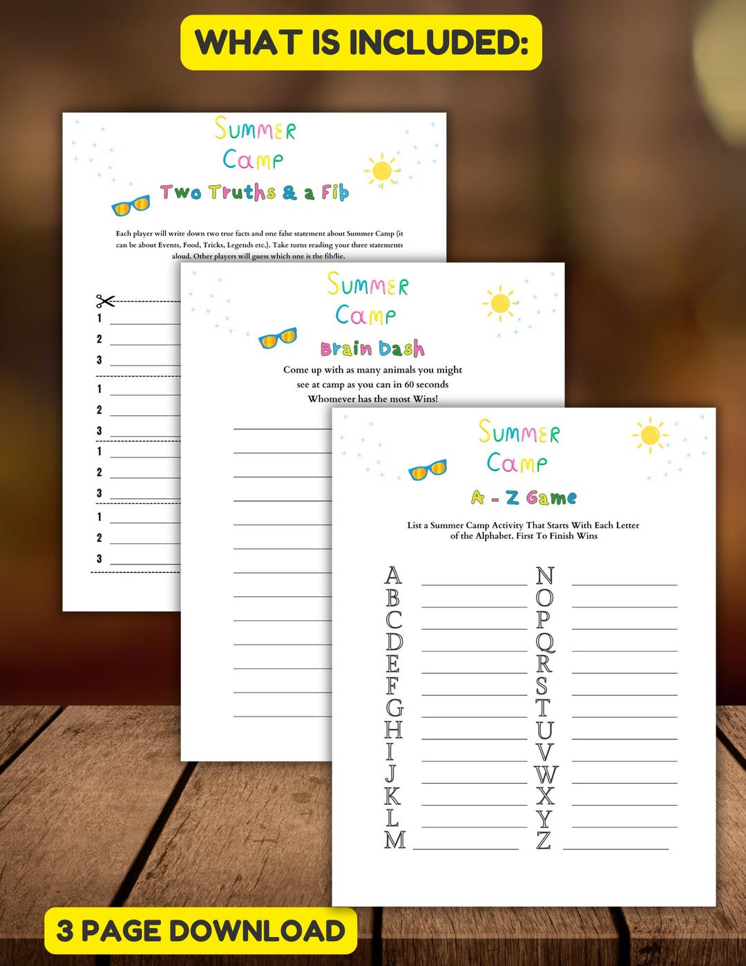 Summer Camp Party Game Bundle,printable Camp Activities, Fun Summer ...
