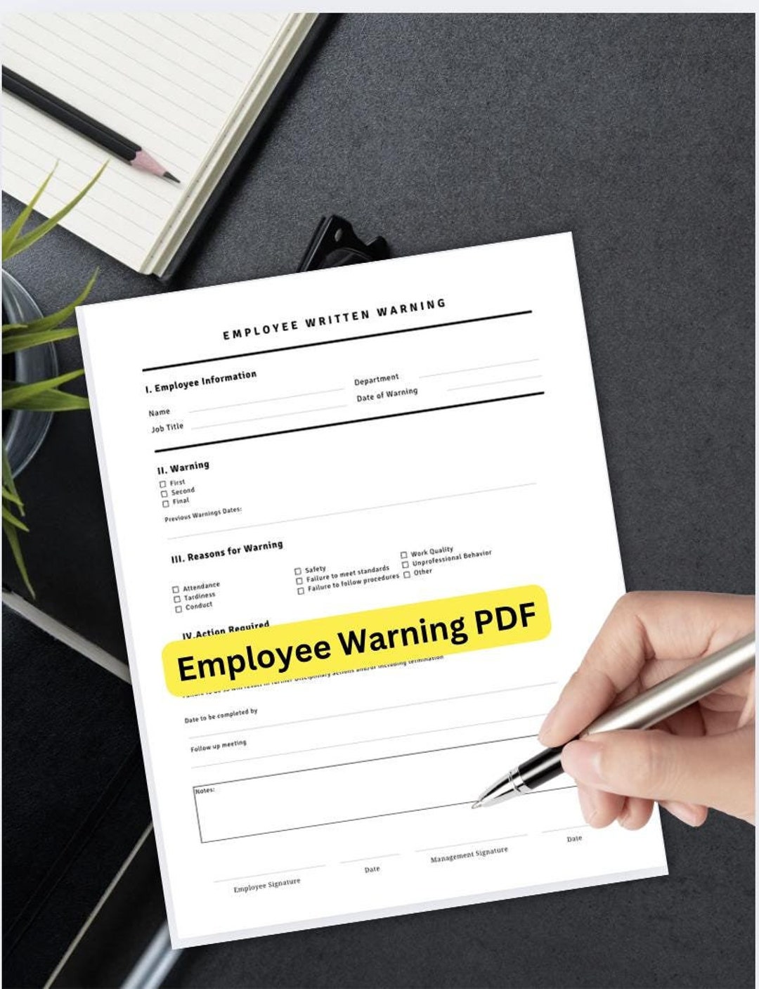Employee Warning Notice, Employee Write Up,employee Discipline,employee ...