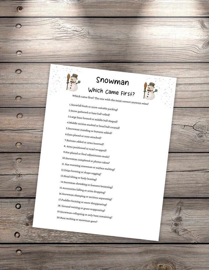 Snowman Which Came First Game, Winter Weather Trivia Quiz, Snowstorm ...