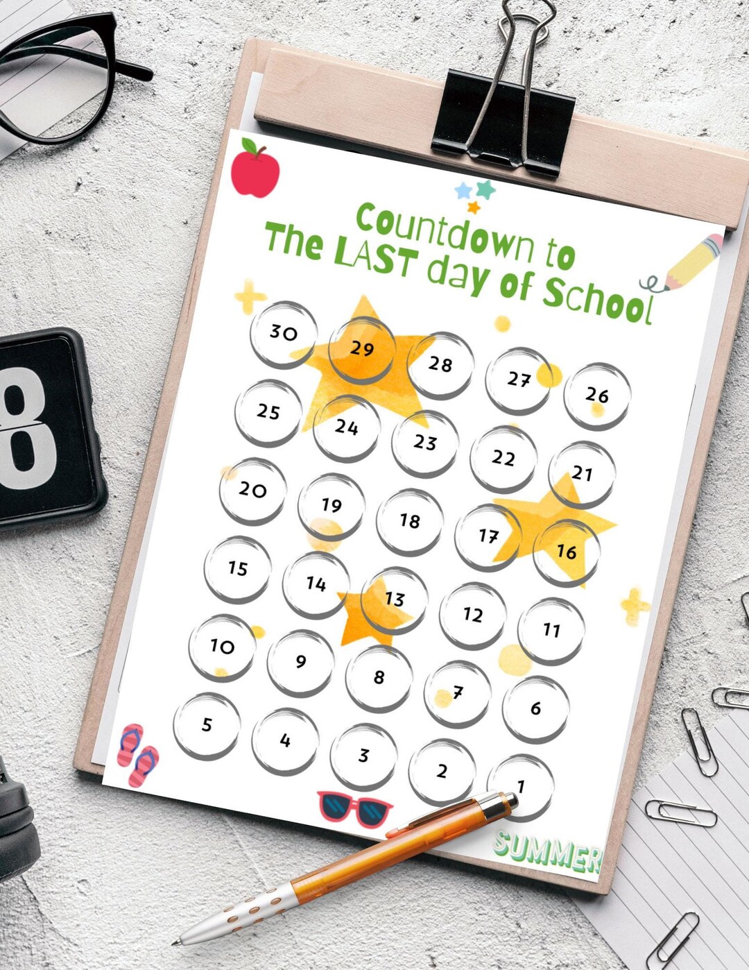 Last Day of School Countdown Calendar for Kids, End of School Countdown ...