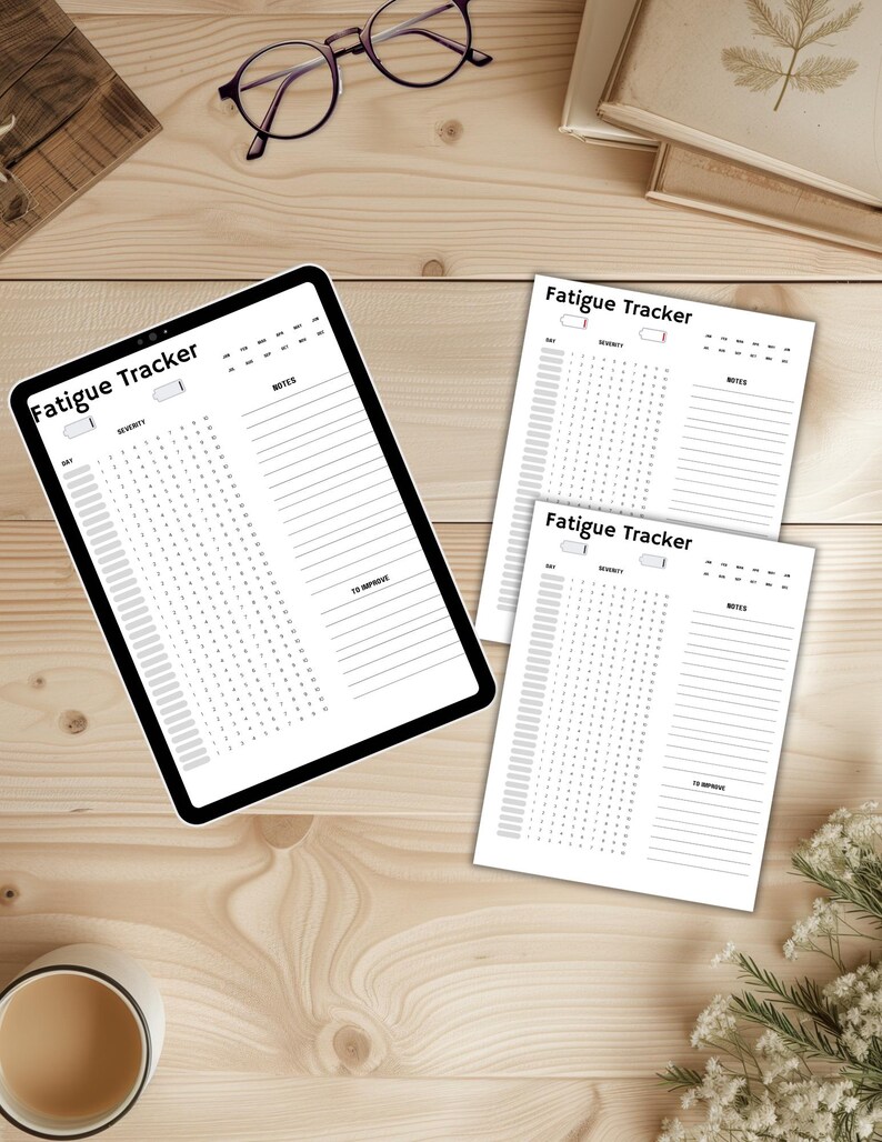 Fatigue Tracker, Fatigue Log, Printable Monthly Energy Record,track ...