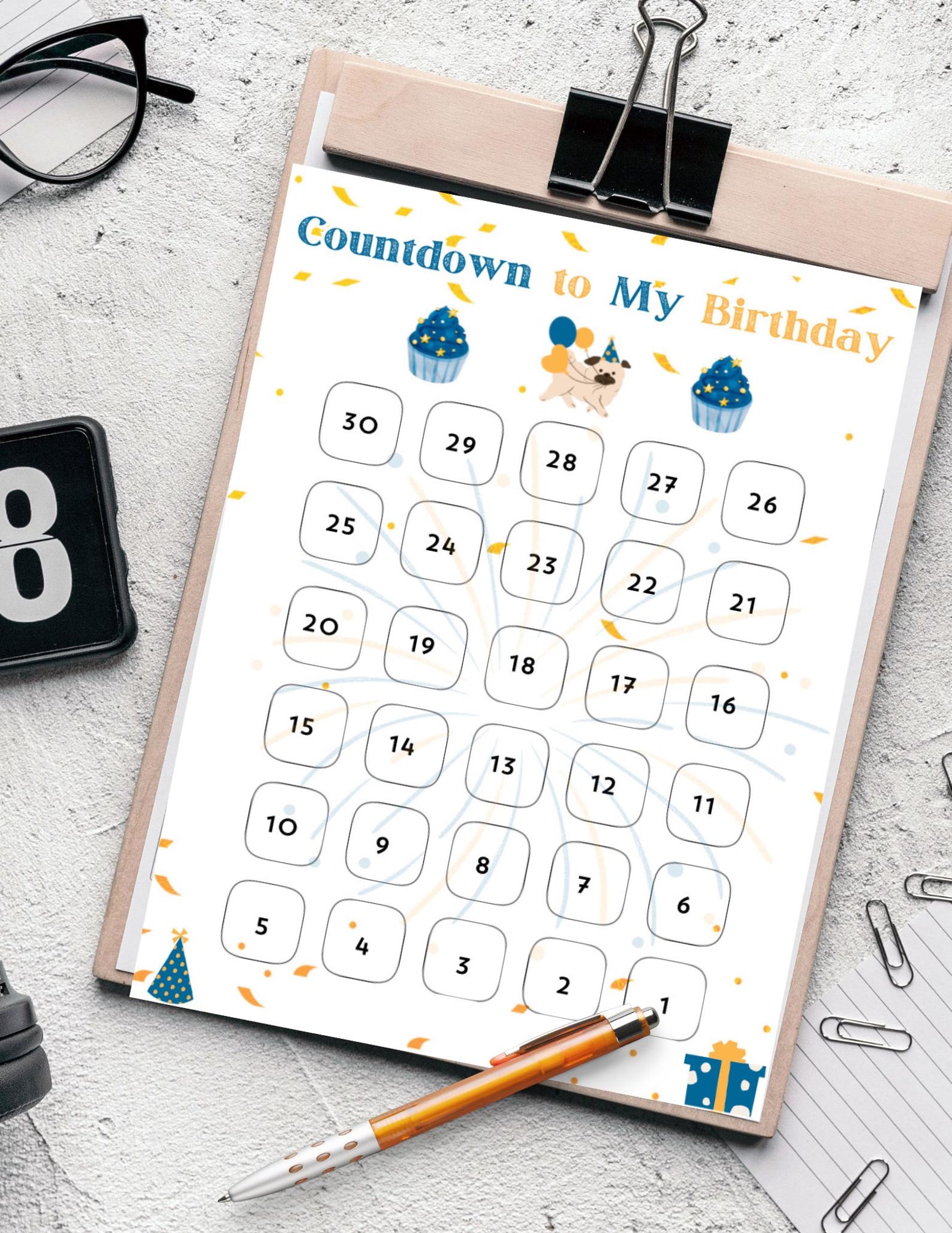 Birthday Countdown Calendar for Family Birthdays, Countdown the Days ...
