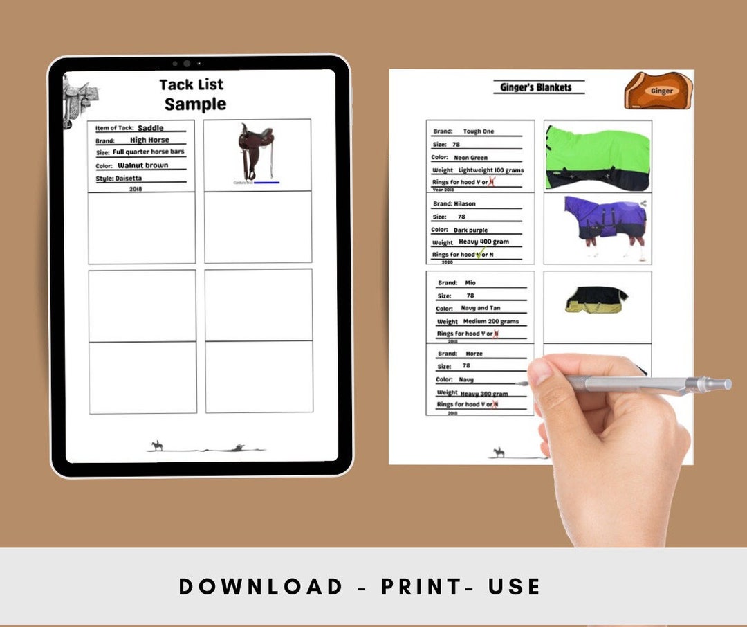 Editable Custom Tack and Blanket Organizers for Horses Canva Template ...