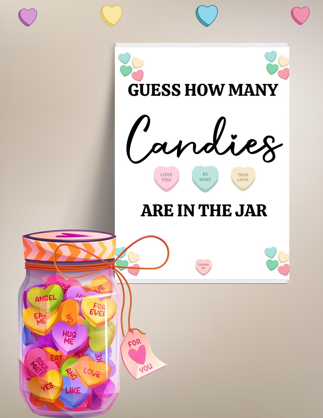 Guess How Many Candies in the Jar Valentine Game/raffle, Printable ...