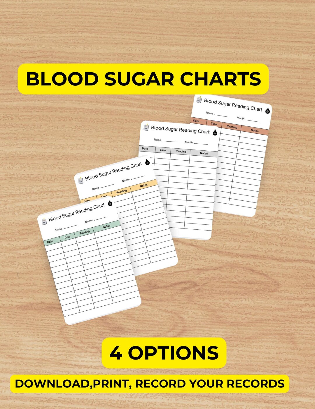 Blood Sugar Reading Chart,blood Sugar Log,blood Sugar Tracker,printable ...