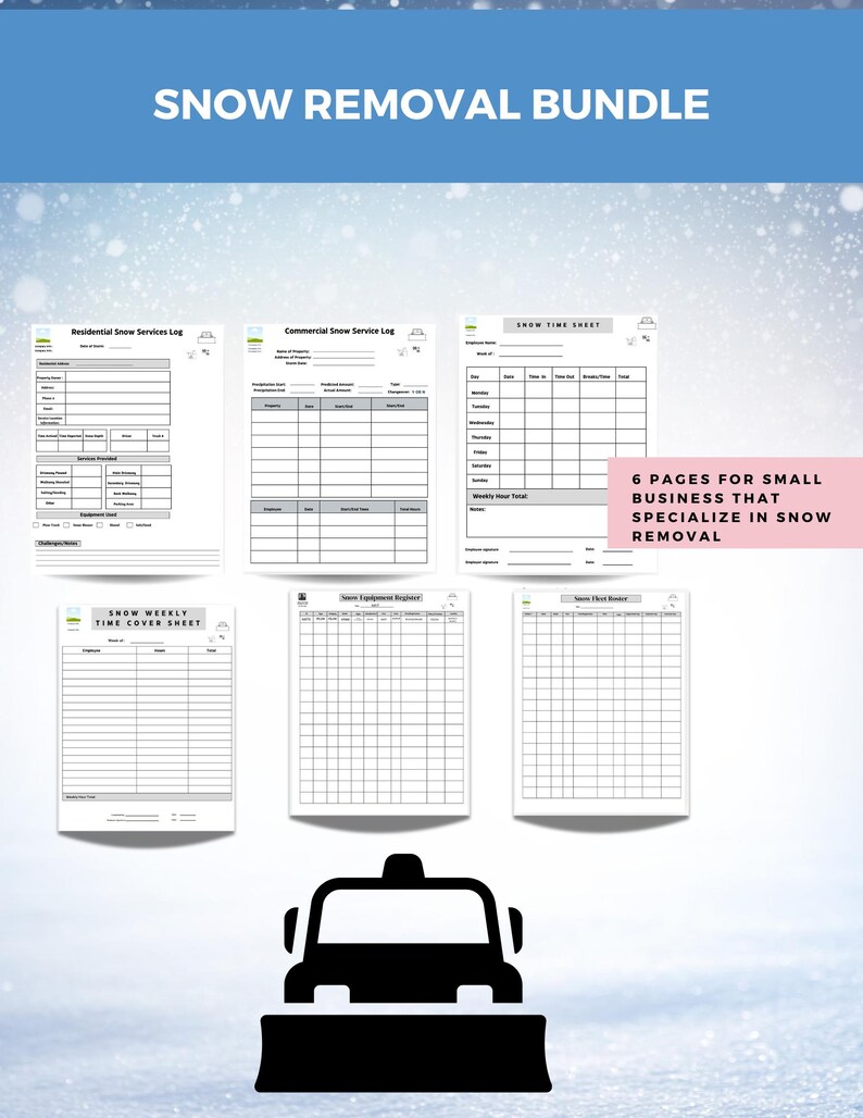 Snow Removal Business Bundle,snow Plowing Trackers, Payroll, Inventory ...