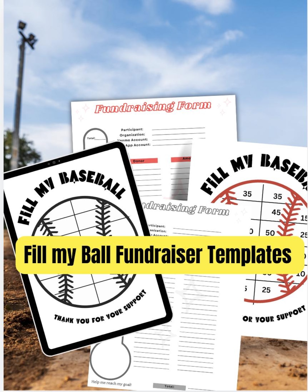 Fill My Base Baseball Fundraiser Bundle,color My Base,fundraiser Flyer ...