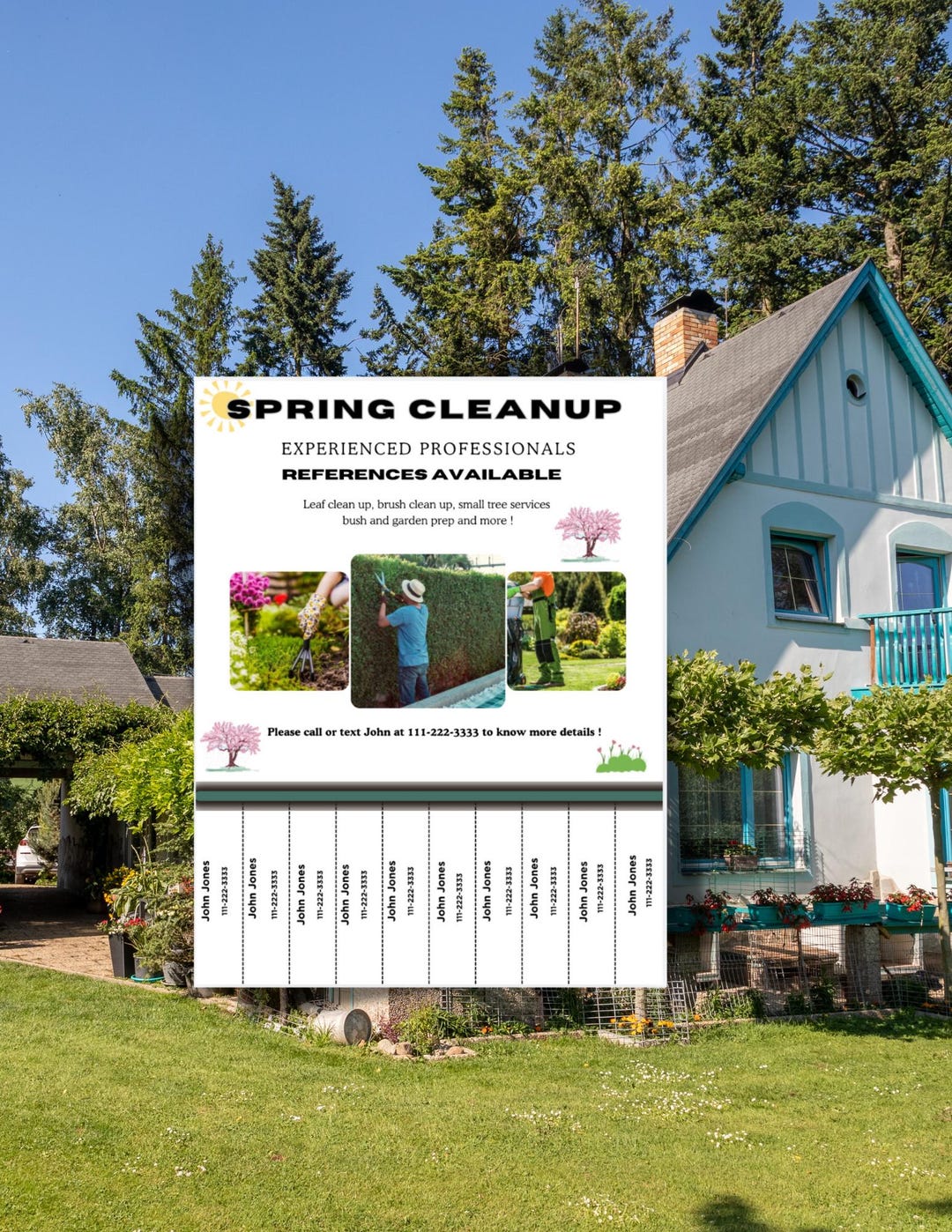 Spring Clean up Flyer Advertising Poster Tear off Flyer, Yard Clean up ...