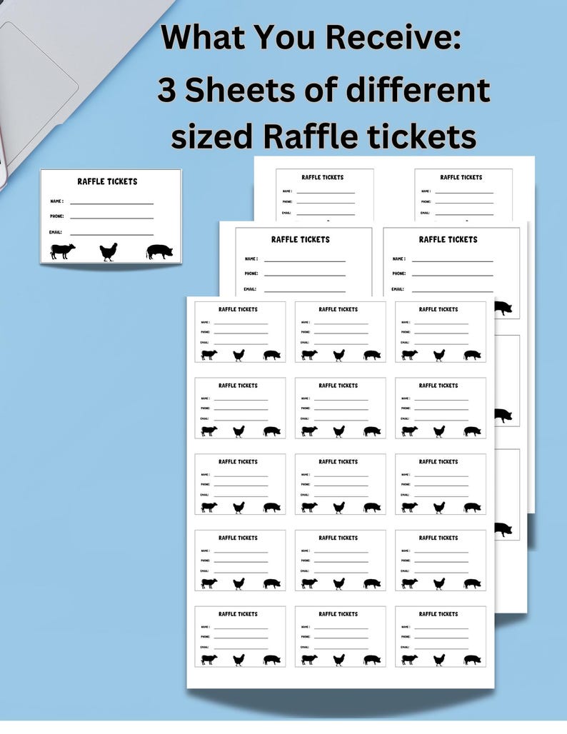 Printable Meat Raffle Tickets, Fundraiser Tickets for Events, Bbqs ...