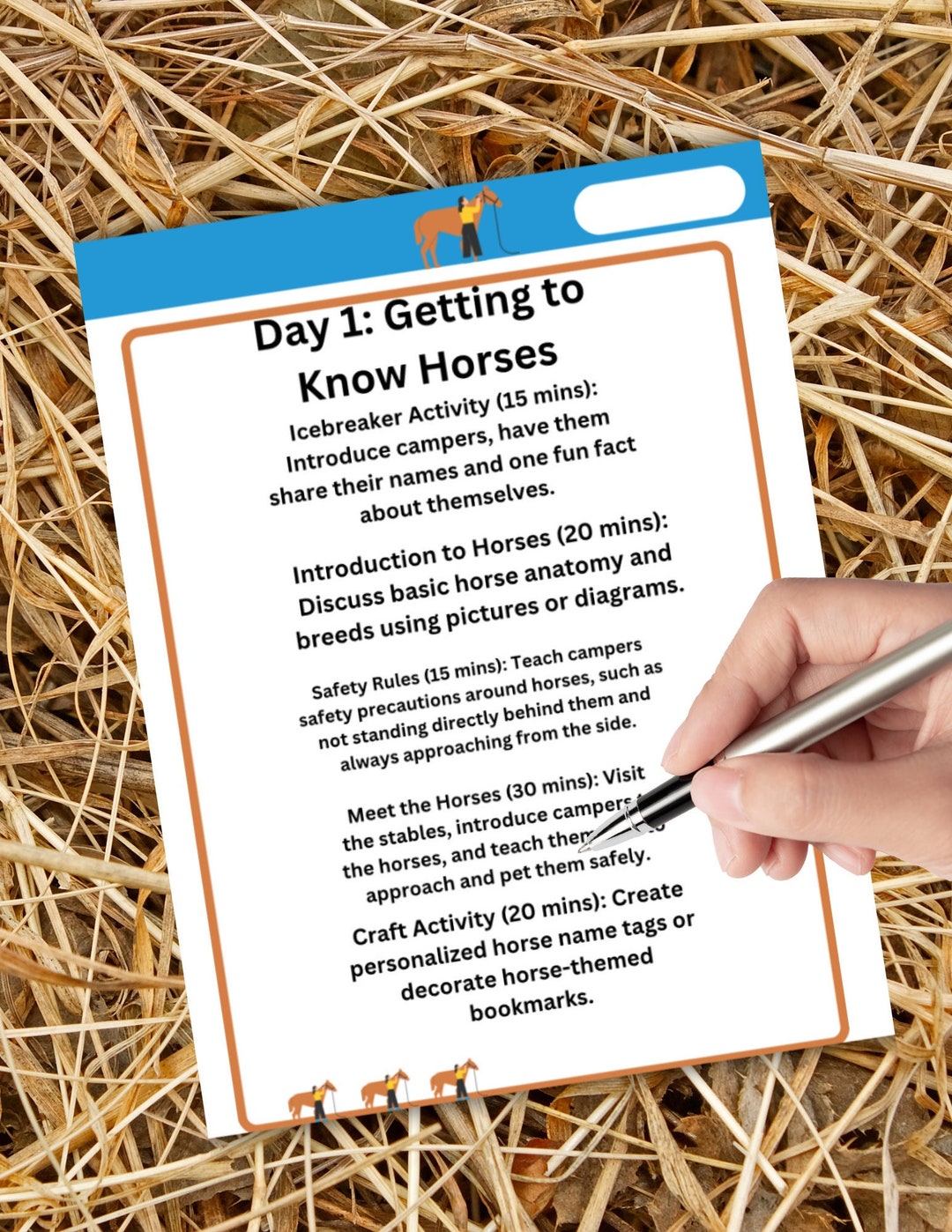 Horse Camp Packet. Horse Camp Lesson Plan:pre Written Lessons, Designed ...