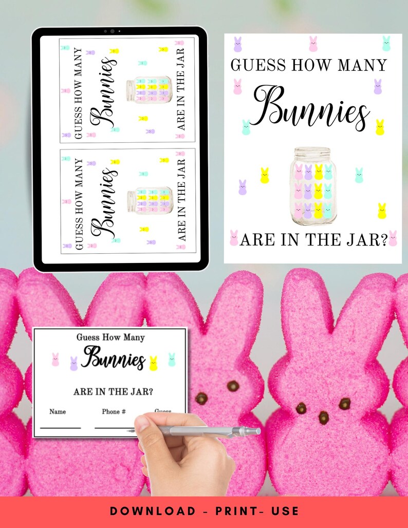 Easter Bunny Guessing Game: Printable Raffle, Easter Raffle Raffle ...