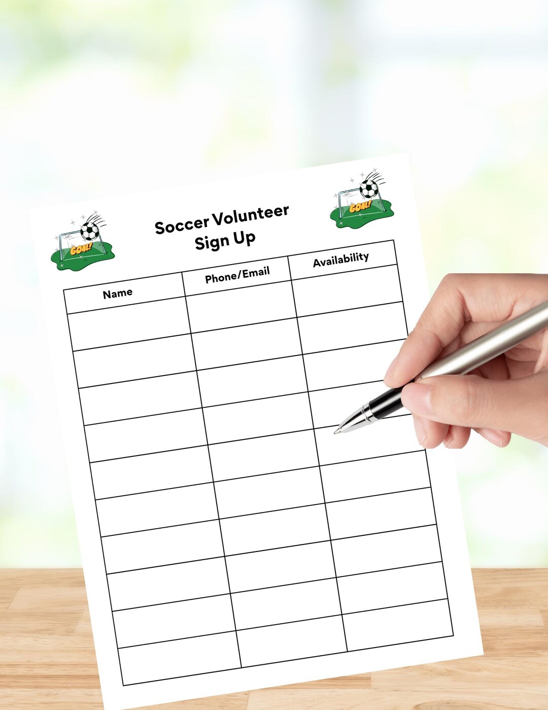 Soccer Volunteer Sign-up Sheet: Printable Team Schedule,team Volunteer ...