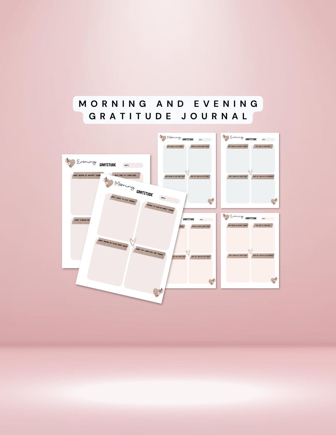 Gratitude Journal Printable, Morning & Evening Tracker,daily Check in ...