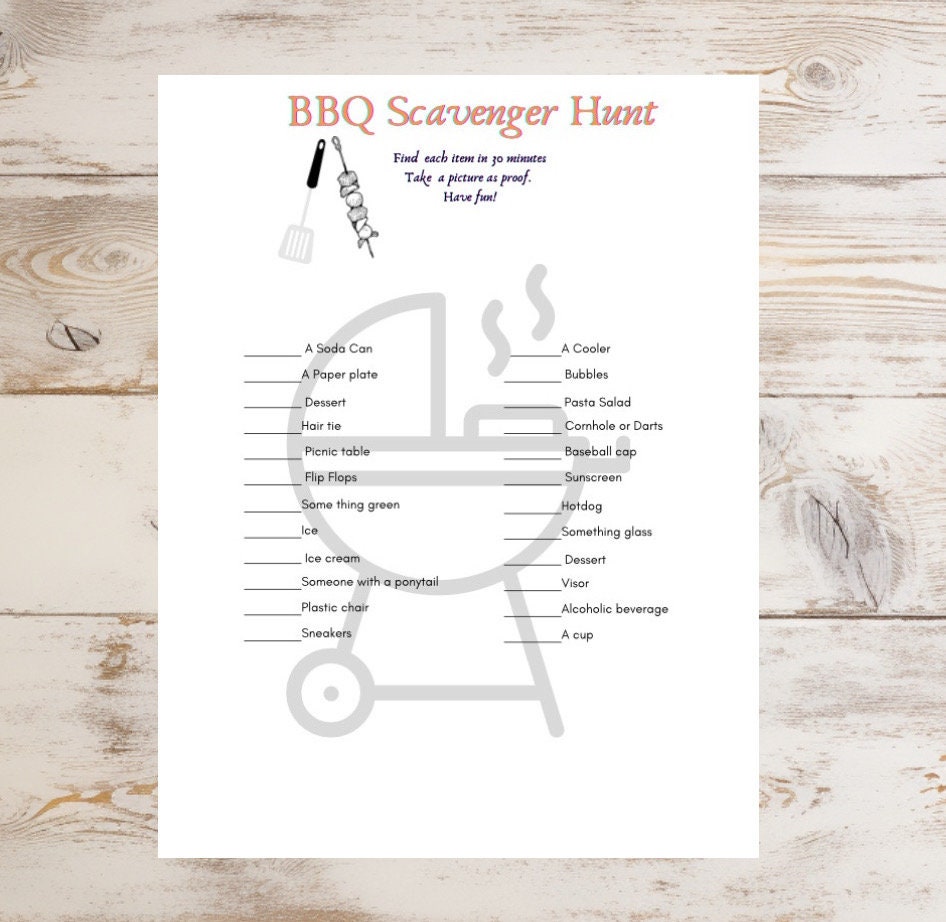 BBQ Scavenger Hunt Game for All Your Summer Gatherings, Summer Teen ...