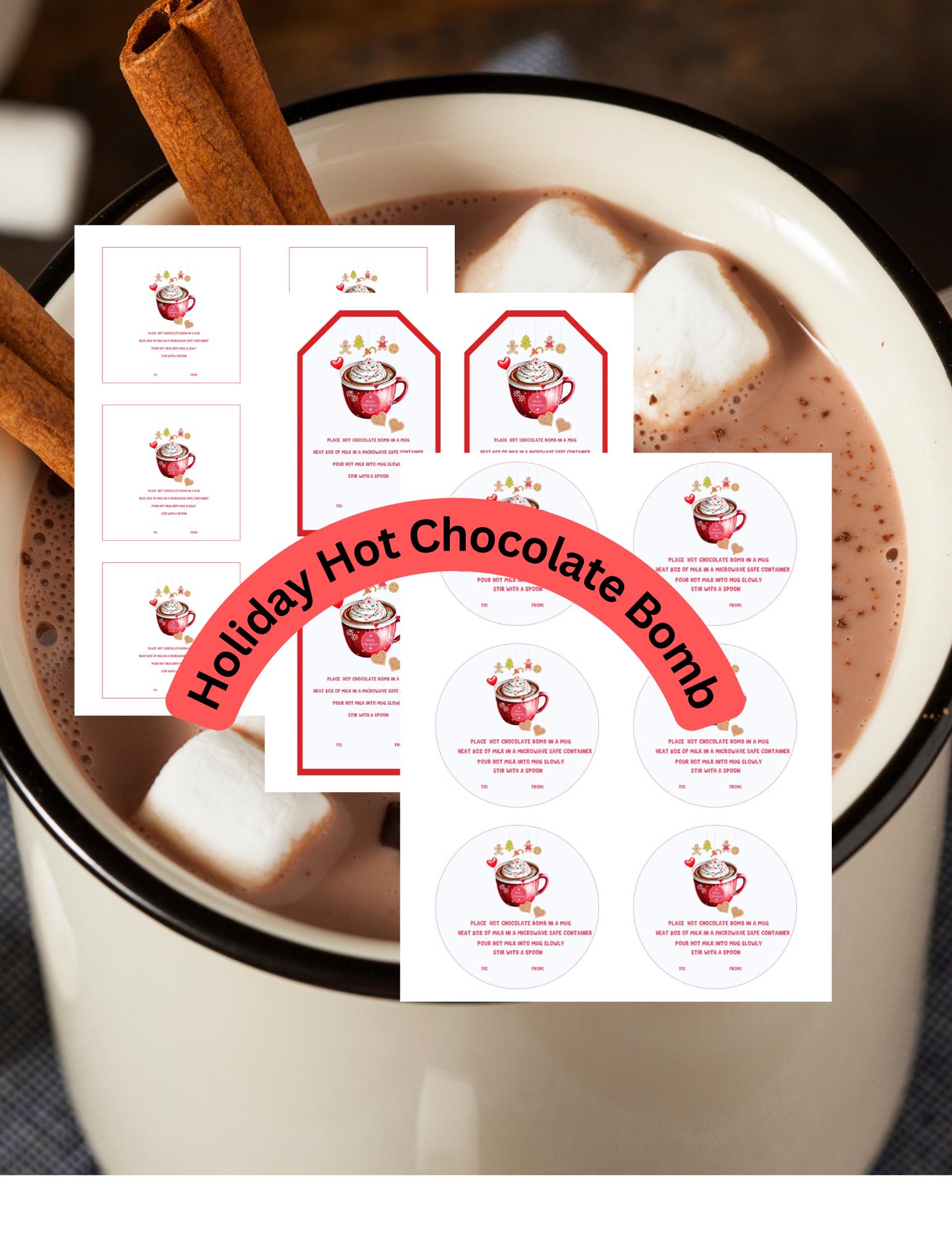 Printable Hot Chocolate Bomb Gift Tags,holiday Favor Tags, Hot Cocoa ...