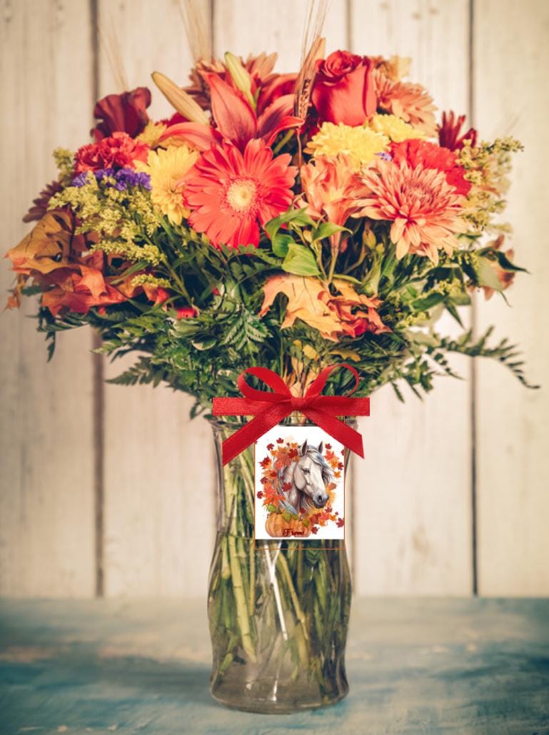 Fall Equestrian Themed Gift Tag, Fall Horse Theme Favor Tag, Printable ...