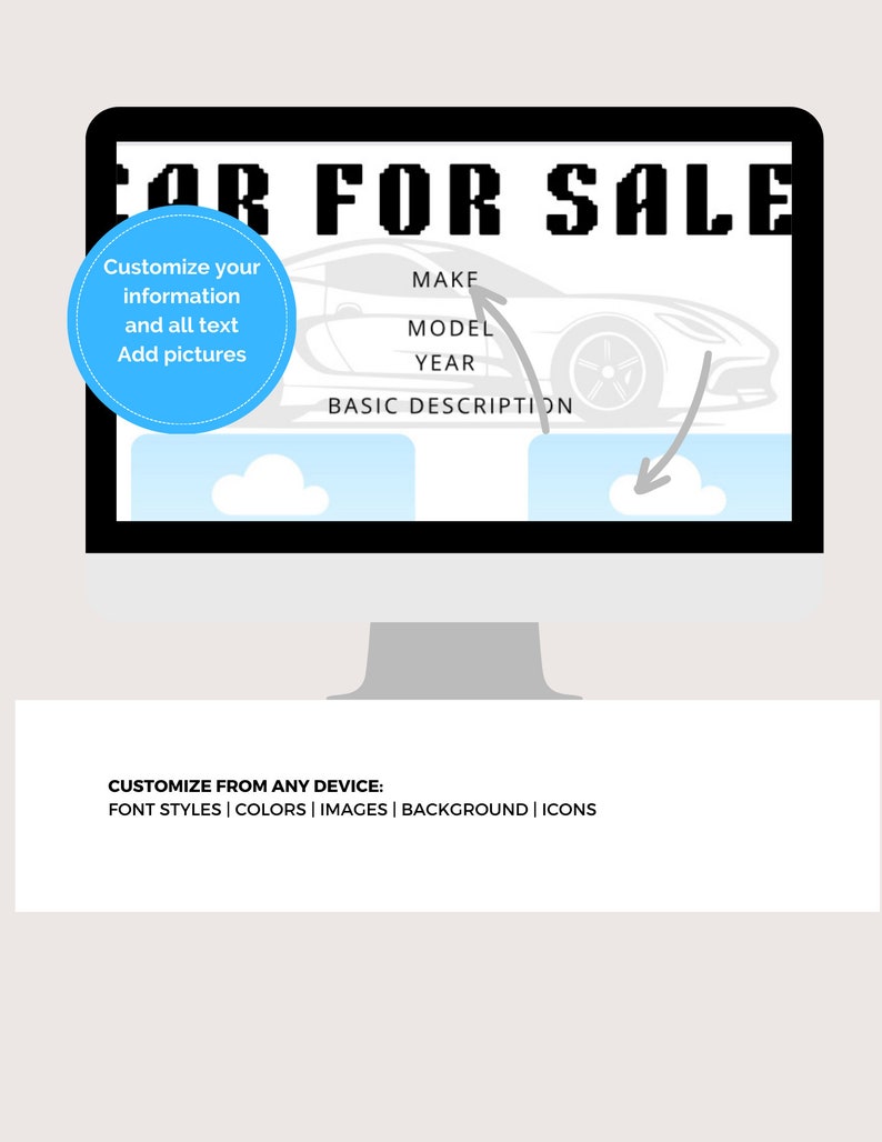 Car for Sale Tear Away Flyer Advertisement Poster, Advertisement Poster ...