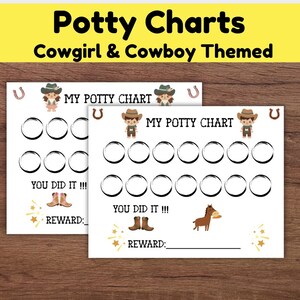 Cowboy/cowgirl Potty Training Chart, Printable Toddler Potty Chart ...