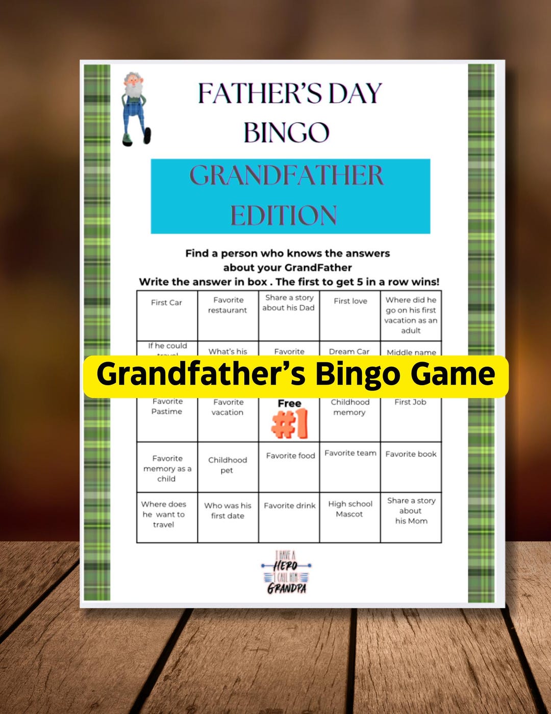 Grandfather Questioner Game, Who Know Best Activity, Father's Day ...