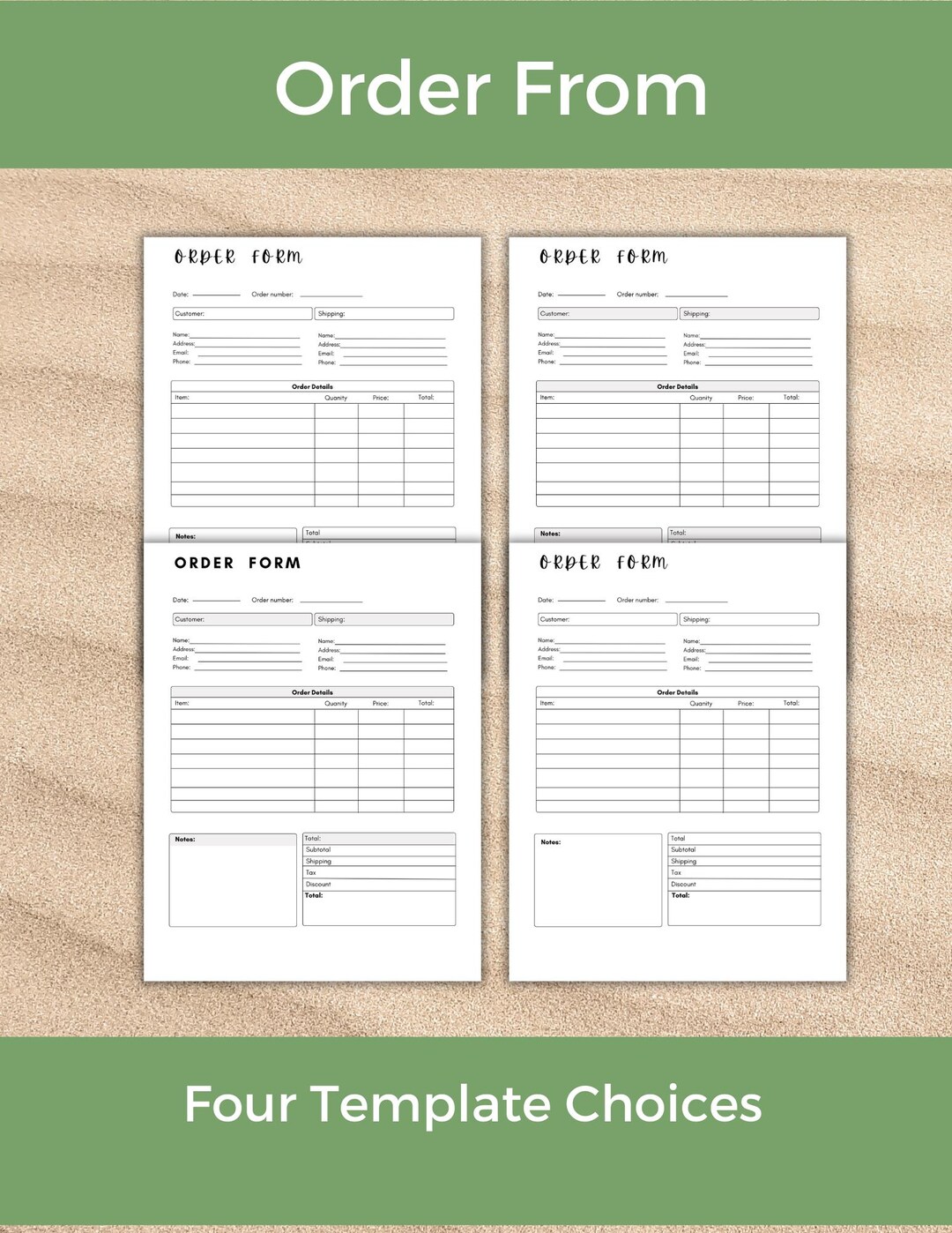 Order Form Template, Order Form PDF, Order Form Sheet, Printable Order ...