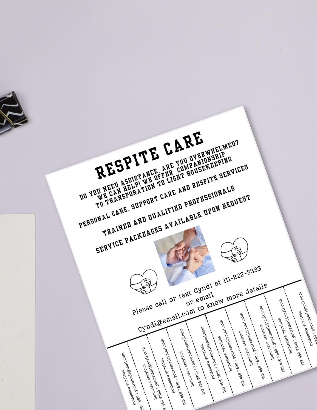 Printable Respite Advertisement Poster/tear Away Flyer, Care Flyer ...