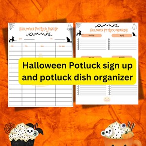 Halloween Potluck Sign-up Sheet,printable Food List & Menu, Halloween ...