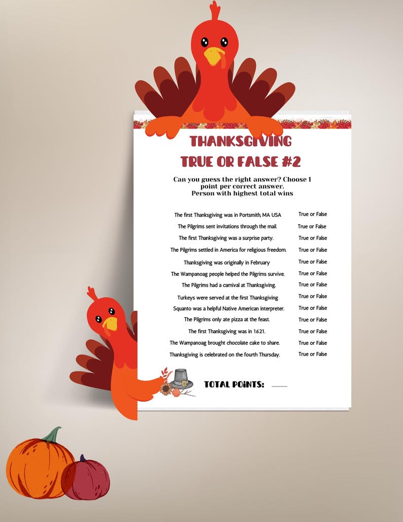 Thanksgiving Trivia, Thanksgiving Facts and Falsehoods,kids and Adult ...