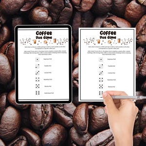 Coffee Dice Game,printable Coffee Party,fun Printable Café-themed Dice ...