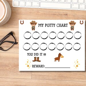 Cowboy/cowgirl Potty Training Chart, Printable Toddler Potty Chart ...