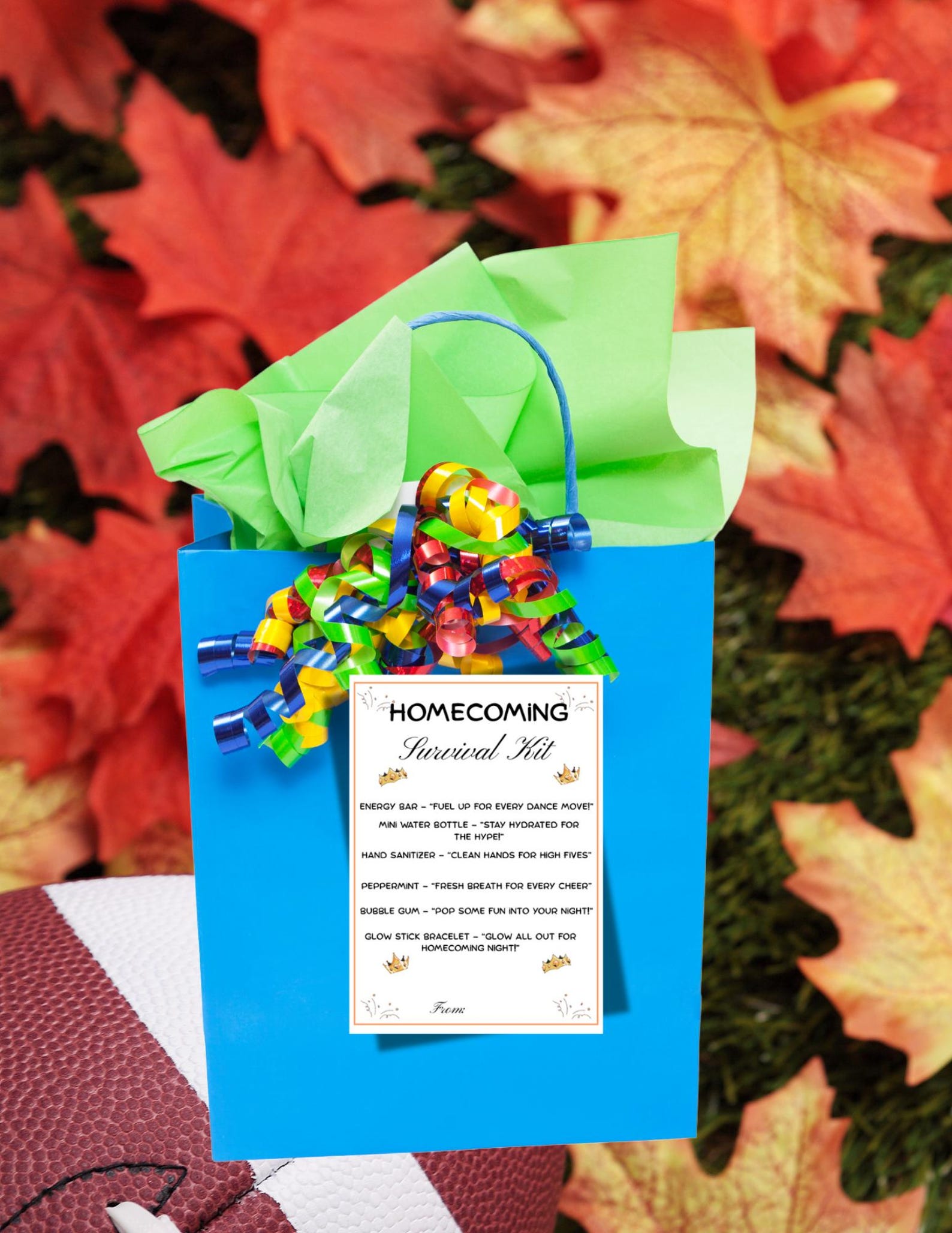 Homecoming Survival Kit Tag: Printable Favor Tags, Fall Homecoming Kit ...