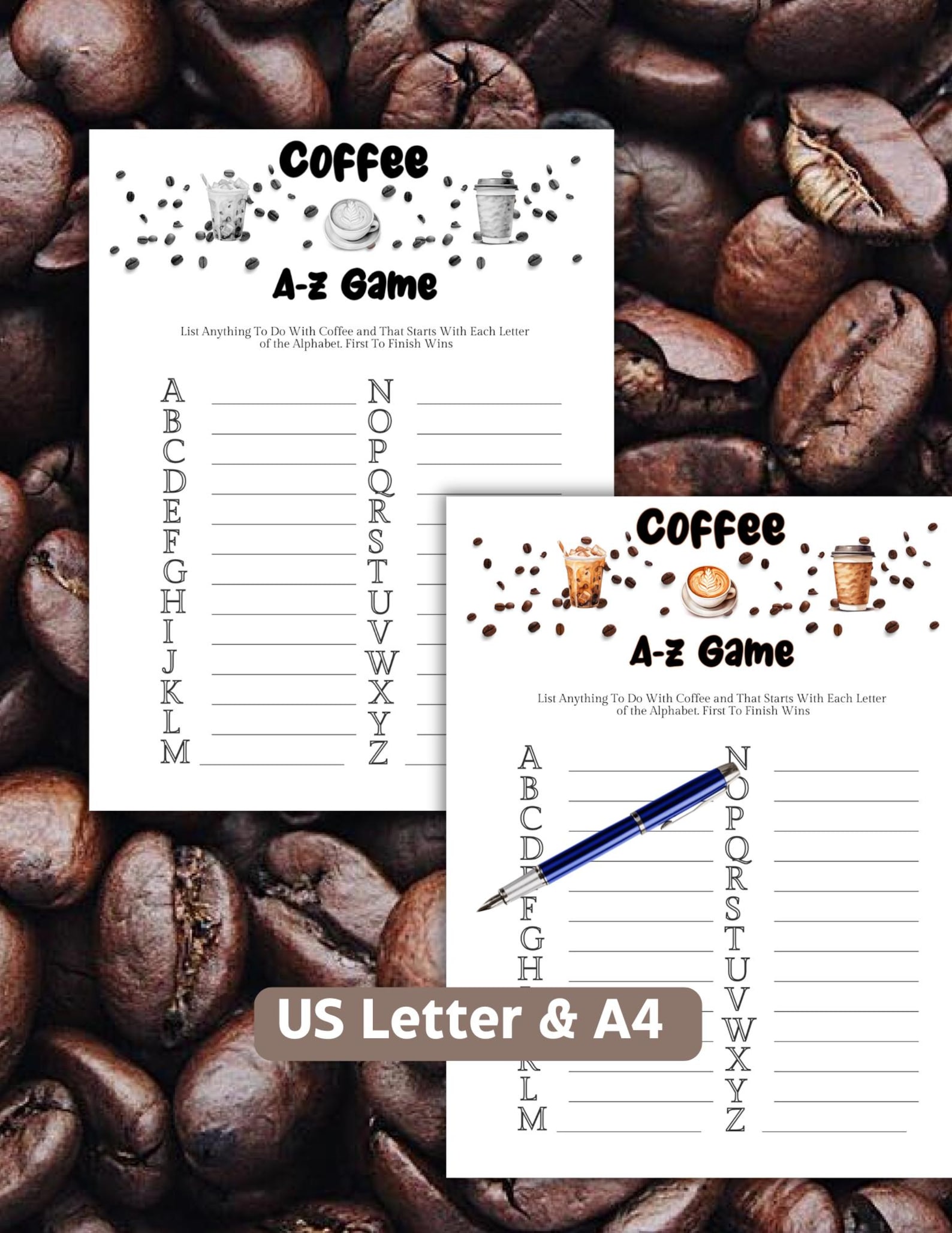 Printable Coffee Party Game, Fun Coffee Shop Activity, Coffee Game ...