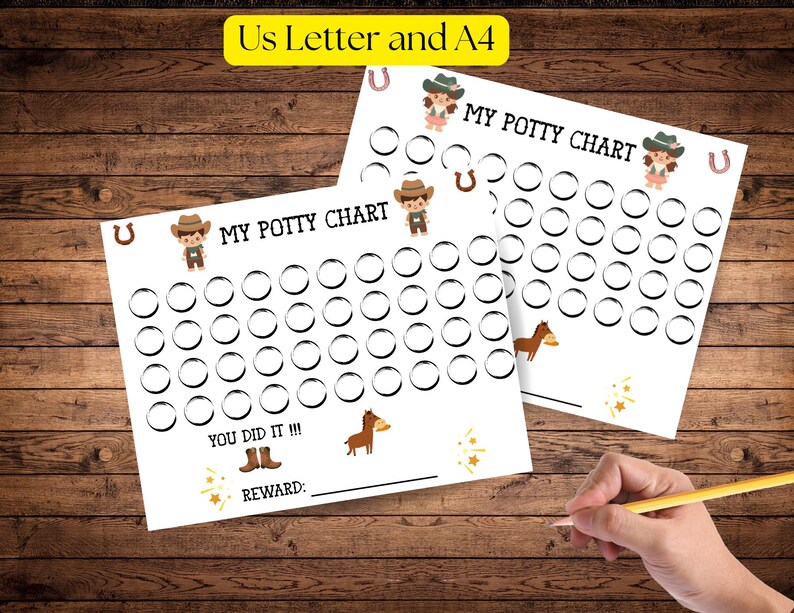 Cowboy/cowgirl Western Themed Printable Potty Training Chart, Toddler ...