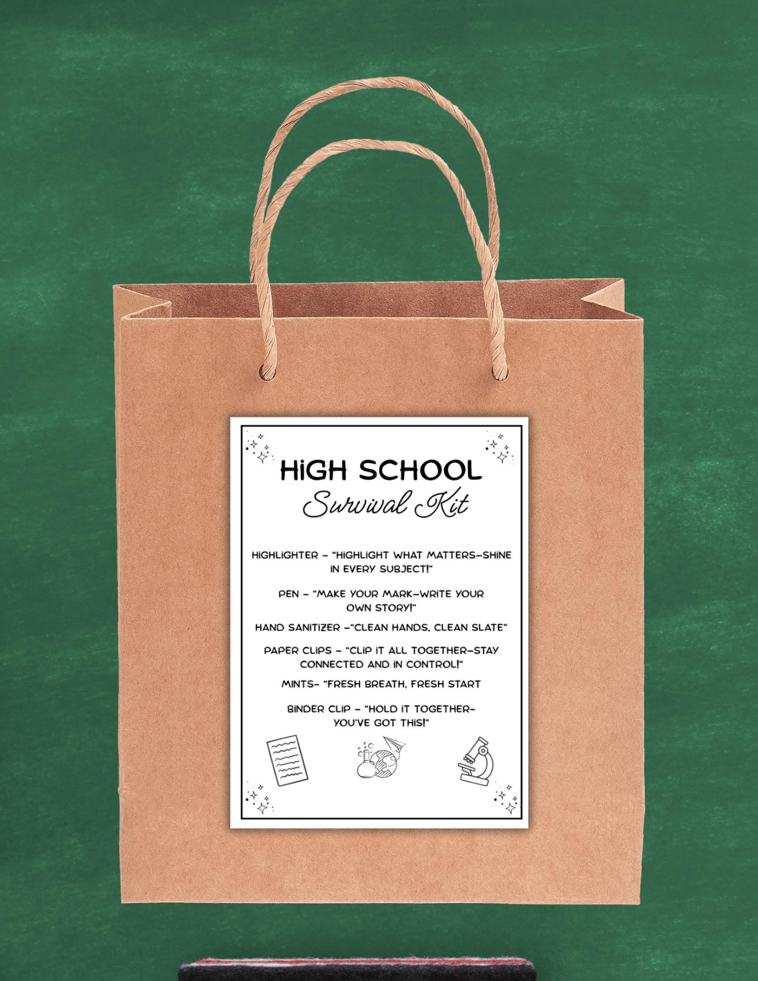 High School Survival Kit Tag: Printable Gift Bag Label (PDF Download ...