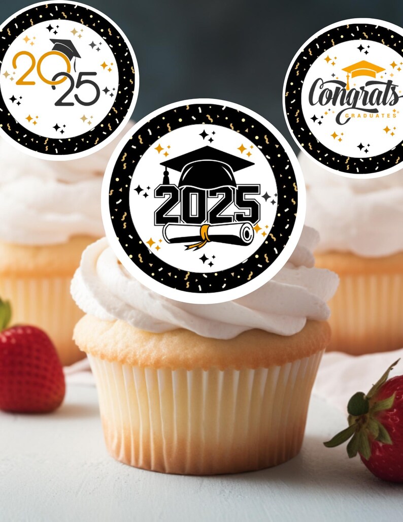 Graduation Cupcake Toppers, 2025 Grad Cupcake Toppers, Class of 2025 ...
