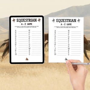 Equestrian A-Z Game,equestrian A-Z Party Game,equine Themed Fun ...