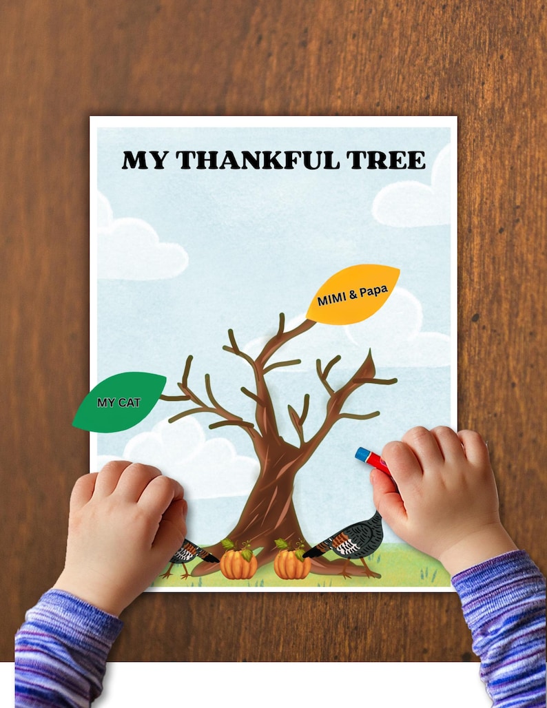 Manualidad del árbol de agradecimiento para el Día de Acción de Gracias ...