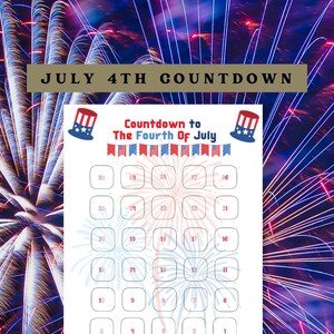 July 4th Countdown Calendar, Independence Day Countdown, Summer ...