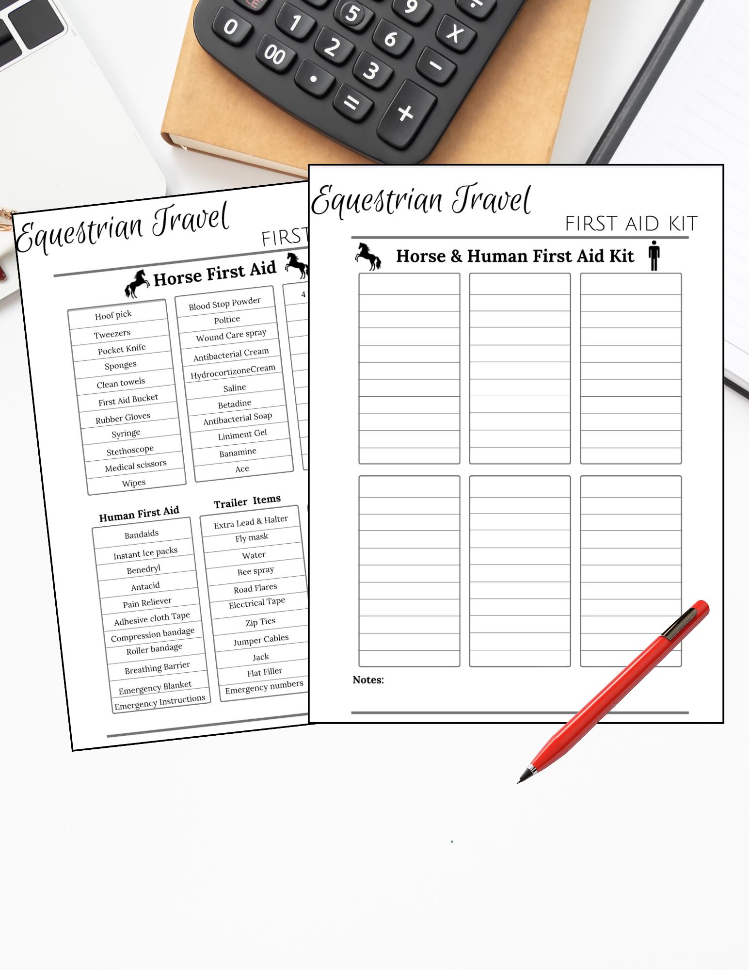 Equestrian First Aid Checklist,horse & Rider Medical Kit,horse First ...