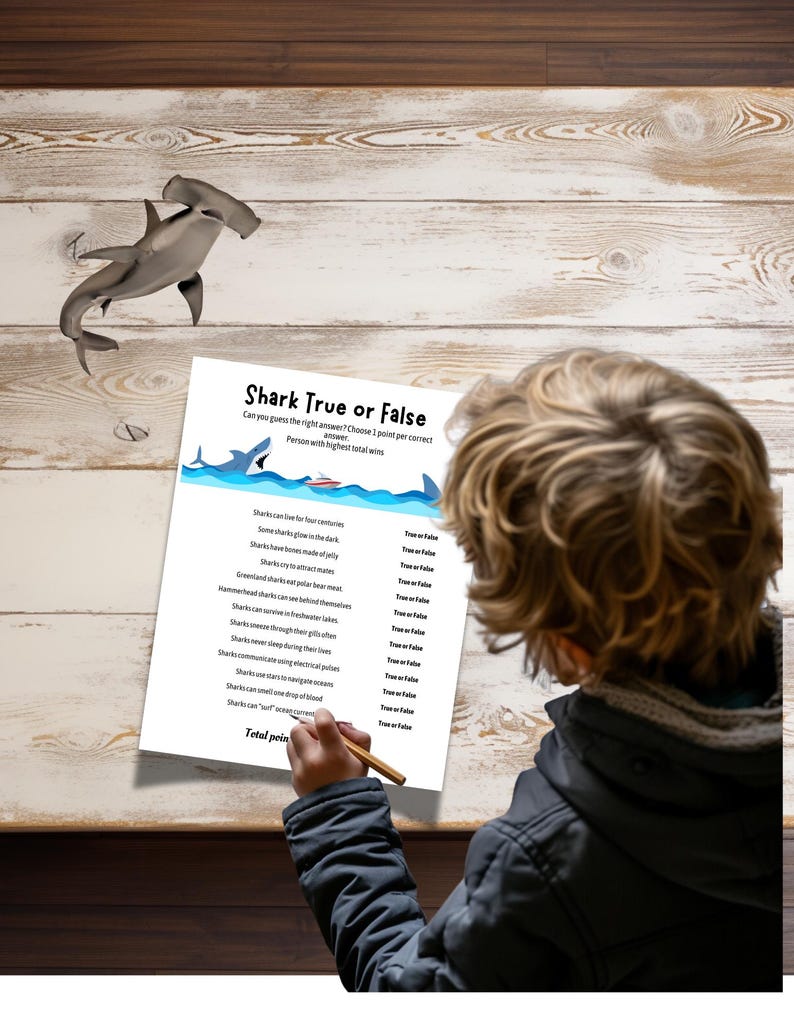 Shark True or False Trivia Game,shark Quiz, Shark Activity for Kids and ...