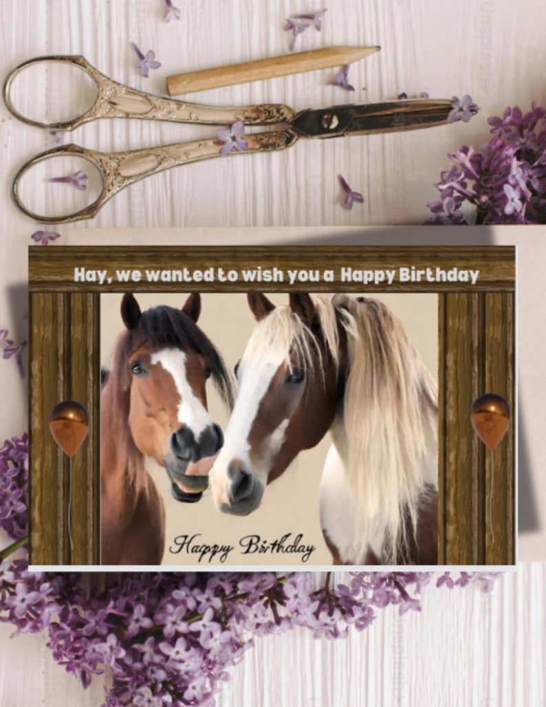 Printable Horse Birthday Card, Funny Birthday Card With Horses ...
