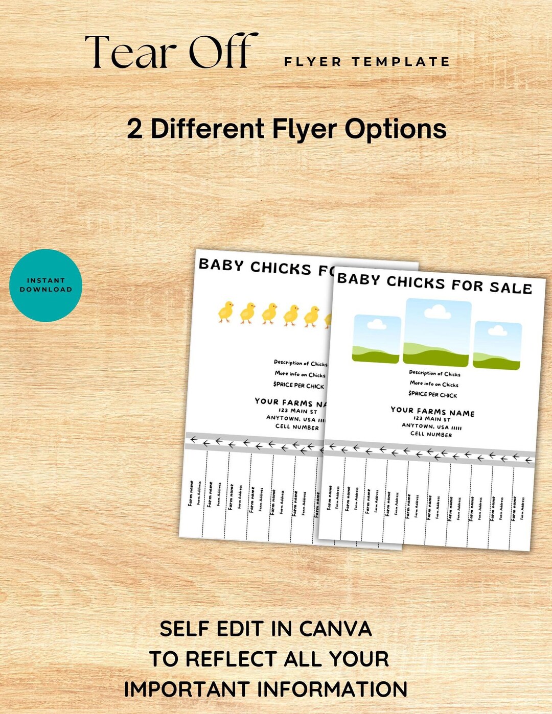 Baby Chicks for Sale, Editable Baby Chicks Flyer Template: Tear-off Ad ...