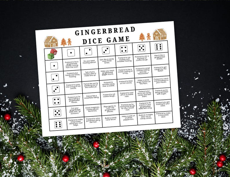 Gingerbread Dice Game: Roll & Tell Icebreaker,holiday Themed Game ...