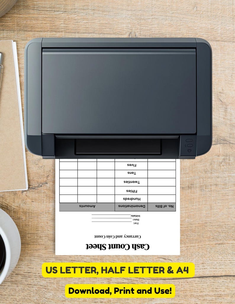 Cash Count Sheet, Daily Cash Tracking Log ,cash Tracker, Cash Drawer ...