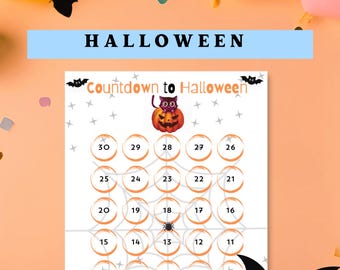 Halloween Countdown Calendar Printable Halloween Wall Art, Halloween Activities, Spooky Decor ...