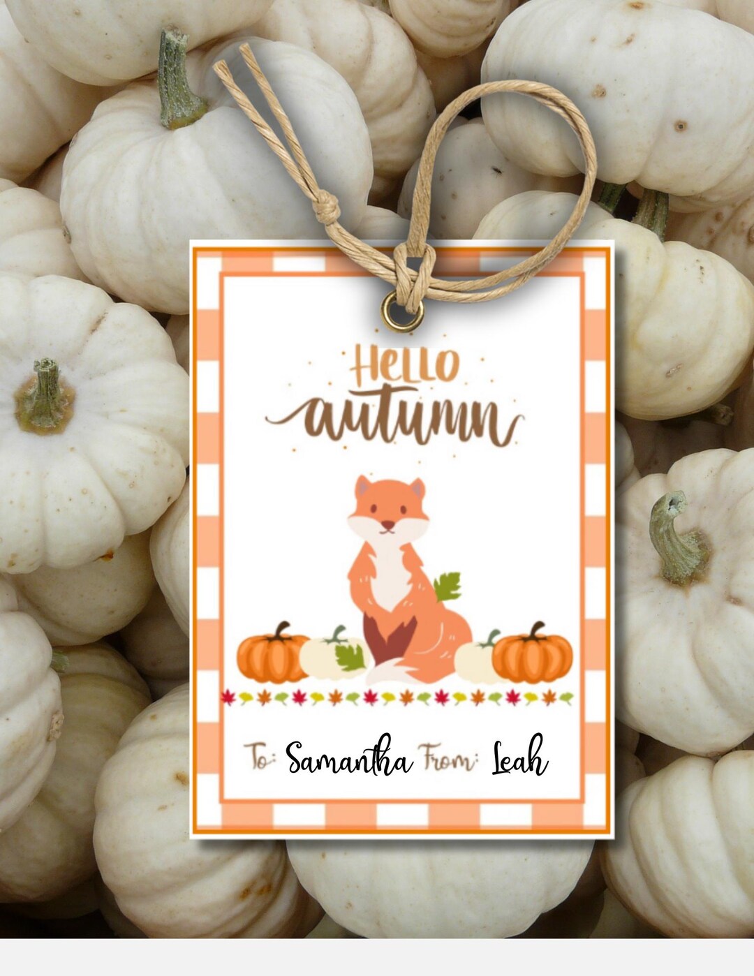 Printable Fall Gift Tag, Falll Favor Tag, Hello Autumn Fall Themed Fox ...